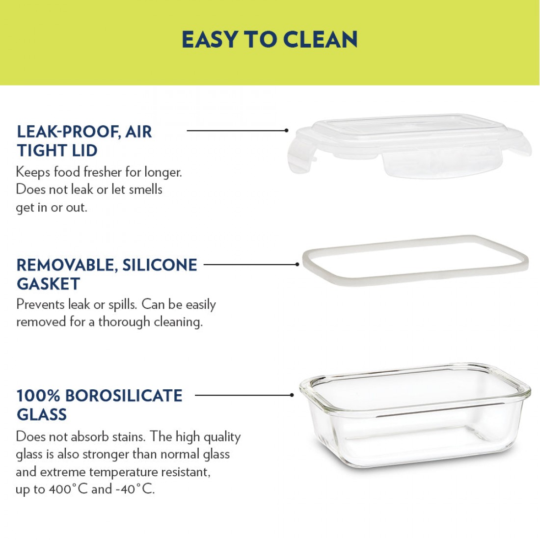 Borosil Klip N Store Rectangular 2000ml | ffwatchco.com