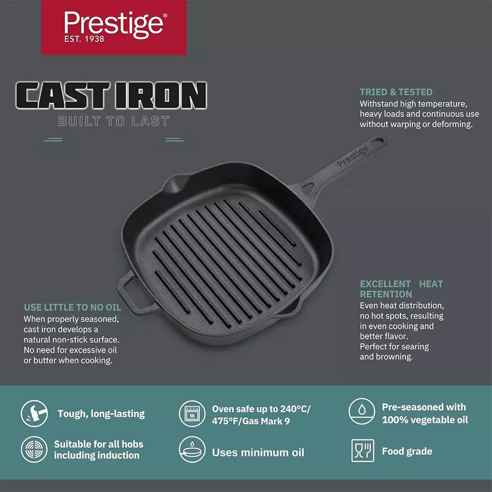 Prestige Cast Iron Grill Pan 25cm | ffwatchco.com